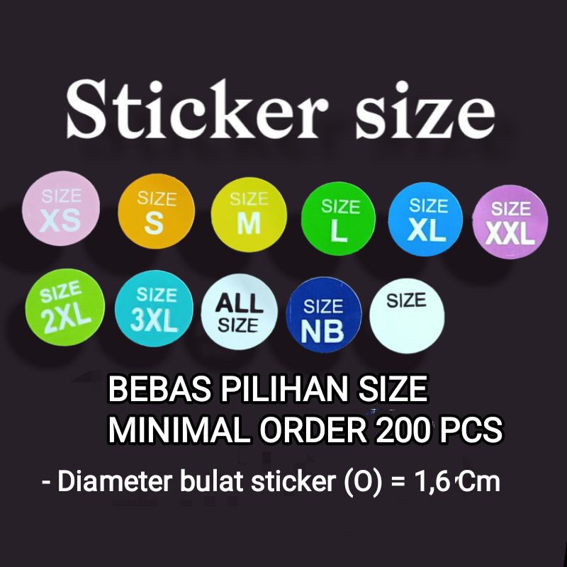 Jual Stiker tempelan stiker size/ stiker label ukuran baju stiker size ...