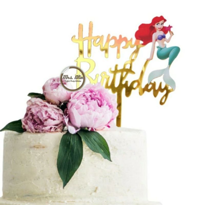 Jual Topper Cake Mermaid / Topper Cake Happy Birthday Princess Ariel ...