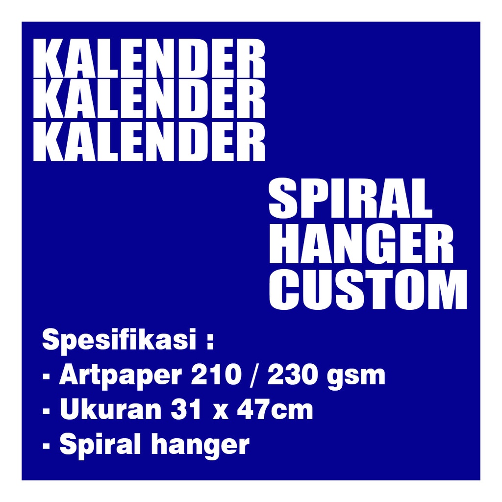 Jual KALENDER SPIRAL HANGER A3 CUSTOM | Shopee Indonesia