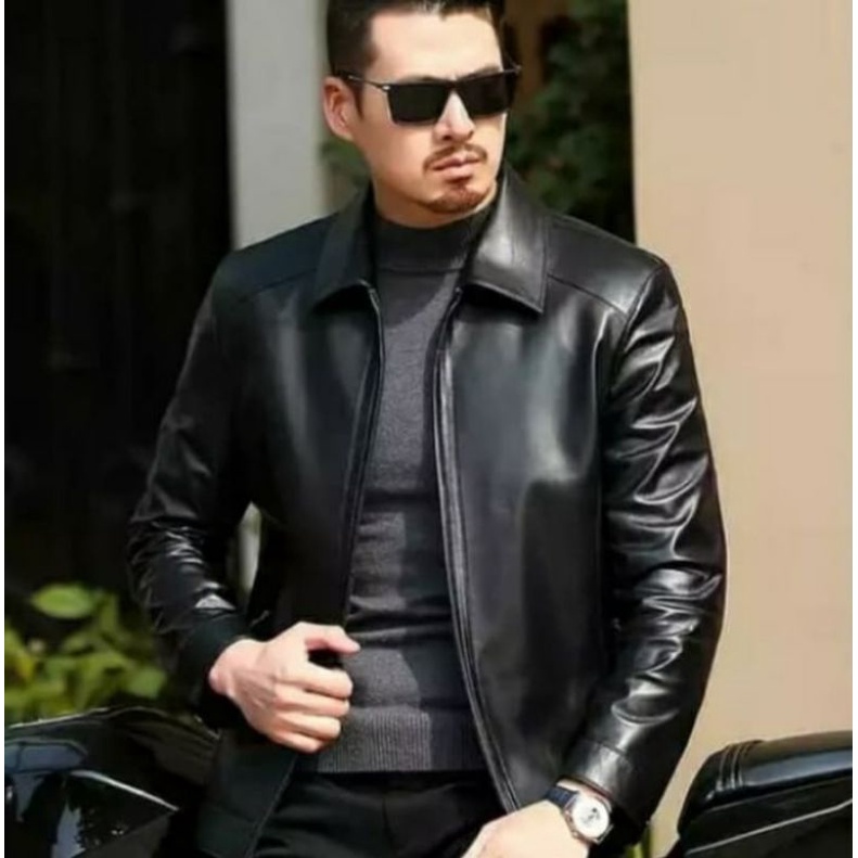 Jual JAKET KULIT PRIA 100% KULIT ORIGINAL ASLI - HITAM, S | Shopee ...