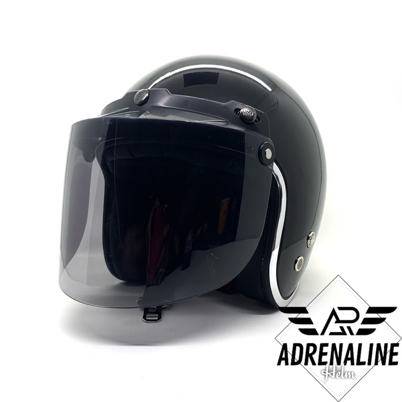 Jual HELM DAG RETRO LIS CHROME ORI (Termasuk Kaca) | Shopee Indonesia