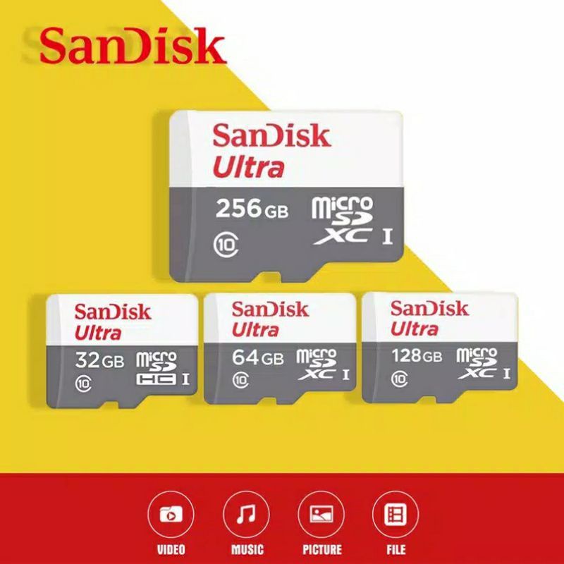 Jual [New] Sandisk Memory Card 16GB 32GB 64GB 128GB Class 10 Speed Up to 100mbps Original ...