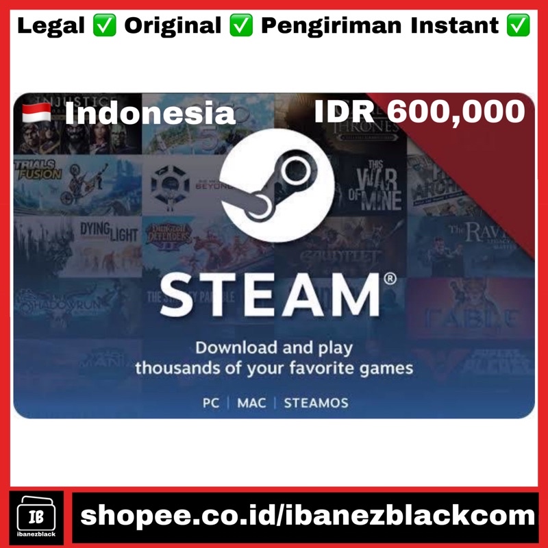 Jual Steam Wallet Code IDR 600000 Indonesia Gift Card Digital Code ...