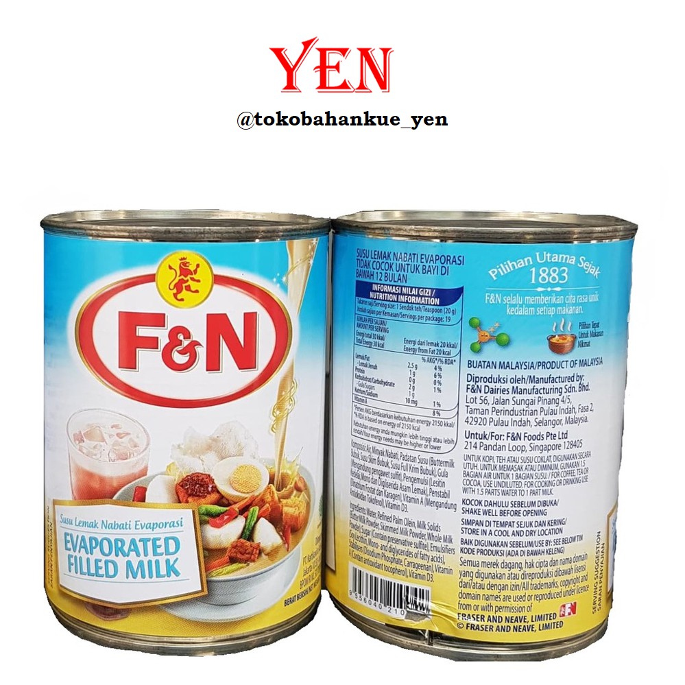 Jual F&N Susu Evaporasi / FN Evaporated Filled Milk 380gr | Shopee ...