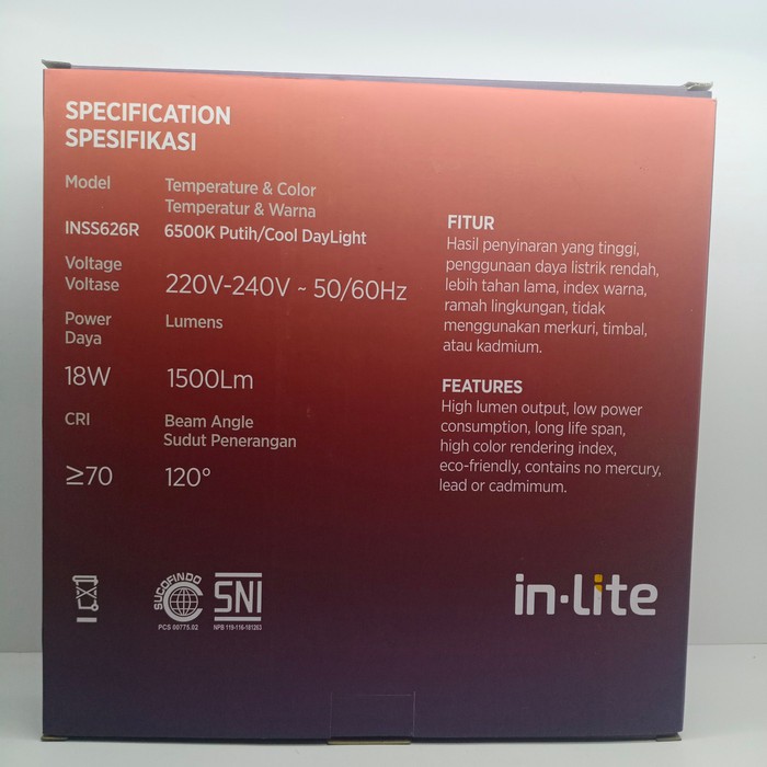 Jual IN LITE LED Panel 18W 18 WATT BULAT Outbow Ditempel - INSS628R ...