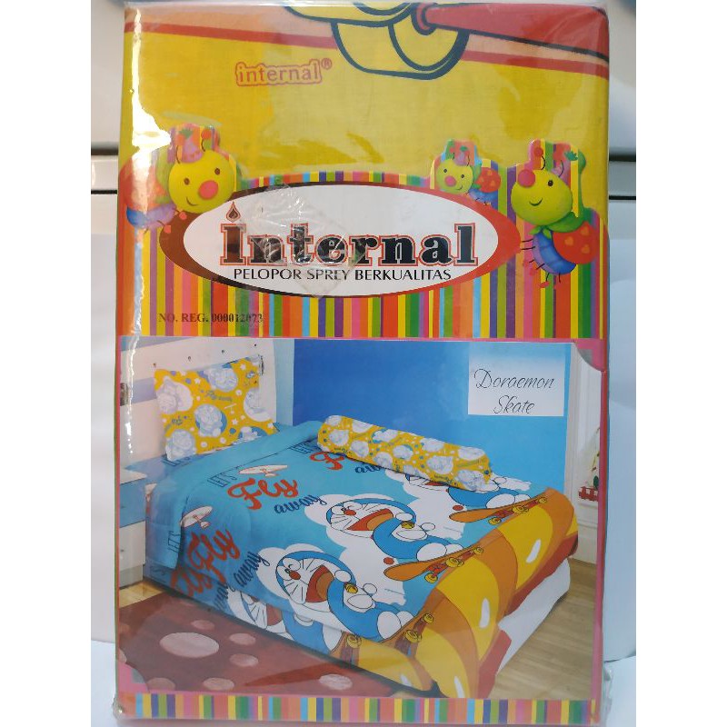 Jual Sprei Internal Doraemon Skate ukuran single flat 100x200x20 ...
