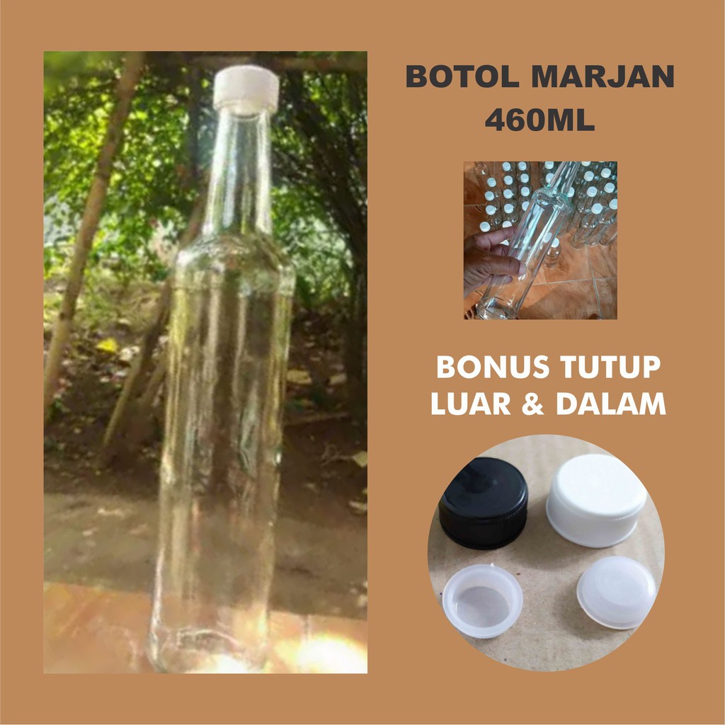 Jual Botol Marjan Kaca 460ml - FREE tutup Luar & Dalam | Shopee Indonesia