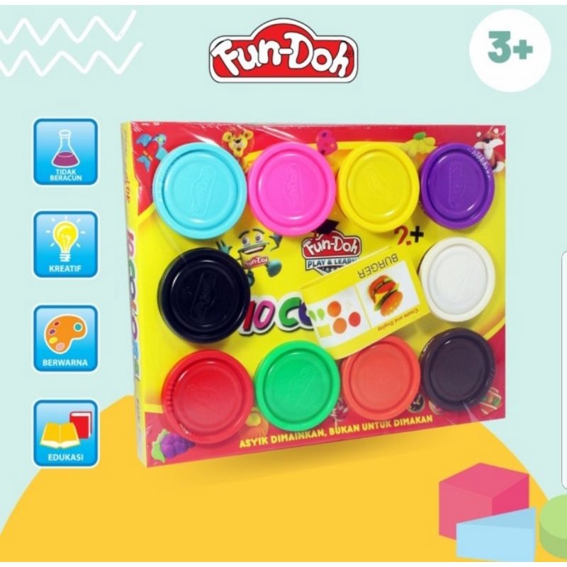 Jual MAINAN ANAK PLAY DOH PLAY FUN DOUGH 10 COLORS JUAL PLAYDOH/CLAY ...