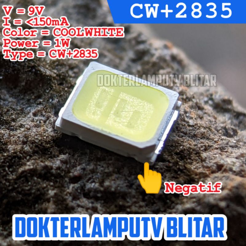 Jual LED SMD CW+2835 9V 6V 1W 7500K CRYSTAL WHITE PALING PUTIH ...