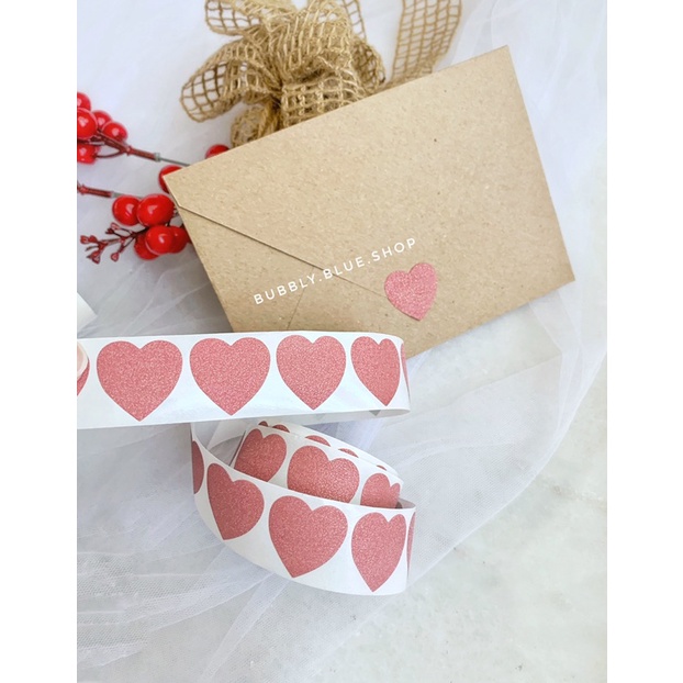 Jual 50 pcs stiker bulat transparan bening bentuk hati heart untuk seal ...
