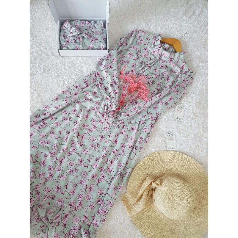 Jual Safa Midi Dress (Turquoise Vintage) | Shopee Indonesia