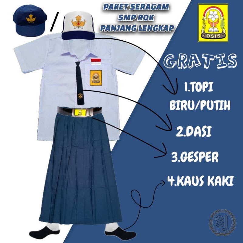 Jual PAKET LENGKAP SERAGAM SEKOLAH SMP CEWEK/ BAJU SEKOLAH SMP PUTRI ...