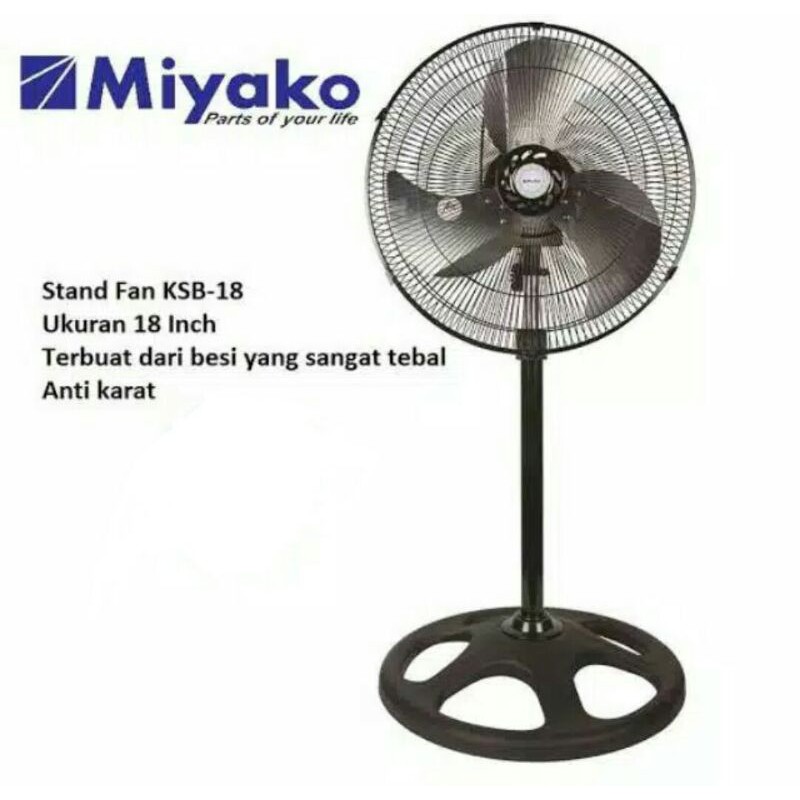 Jual MIYAKO KSB-18 STAND FAN 18 inch STAINLESS /KIPAS ANGIN STAINLESS MIYAKO KSB 18 / MIYAKO ...