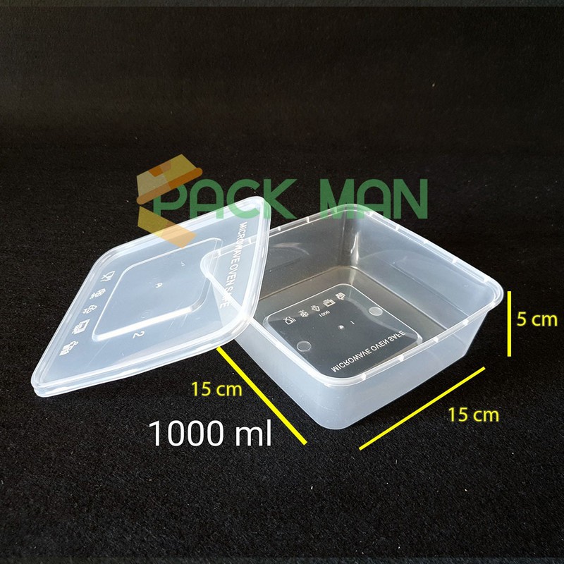 Jual Thinwall Kotak / Kotak Makan Plastik 1000 ml | Shopee Indonesia