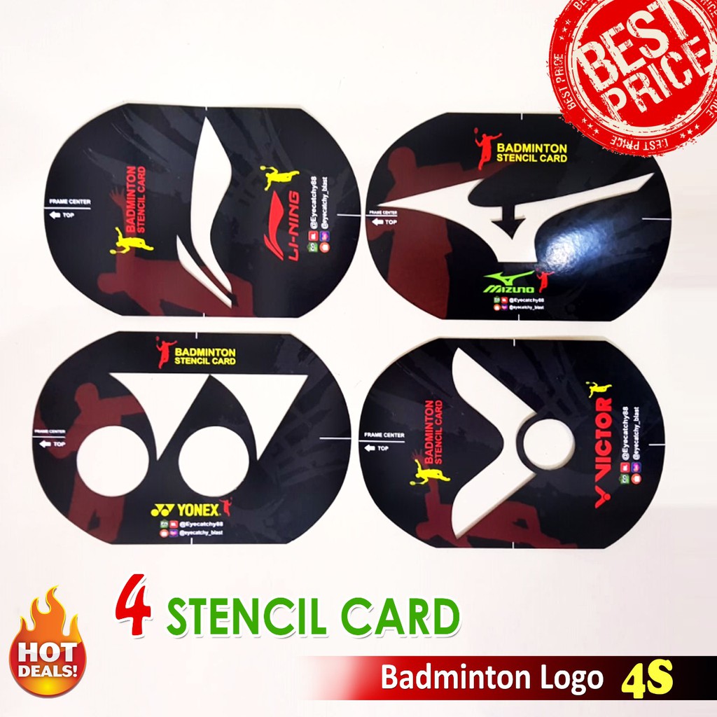 Jual PAKET 4 in 1 CETAKAN LOGO Raket Badminton/ Stencil Card Badminton ...