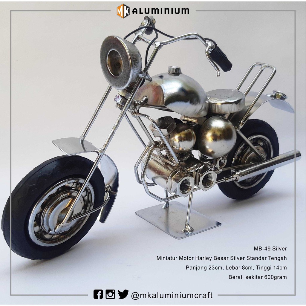Jual Miniatur Sepeda Motor Harley Moge Besi - Herley Logam Silver Besar ...
