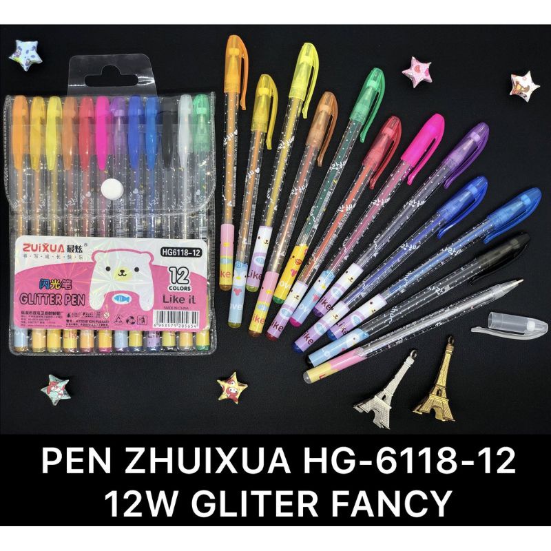 Jual PULPEN GEL GLITTER SET ISI 4 PCS | Shopee Indonesia