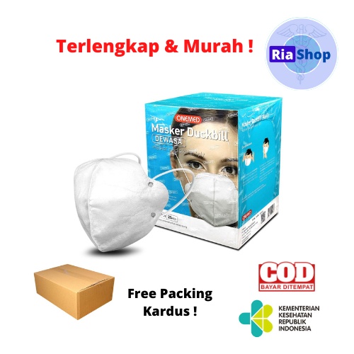 Jual MASKER KARET MEDIS DUCKBILL 4 PLY ONEMED ( 1 BOX ISI 25 PCS ...