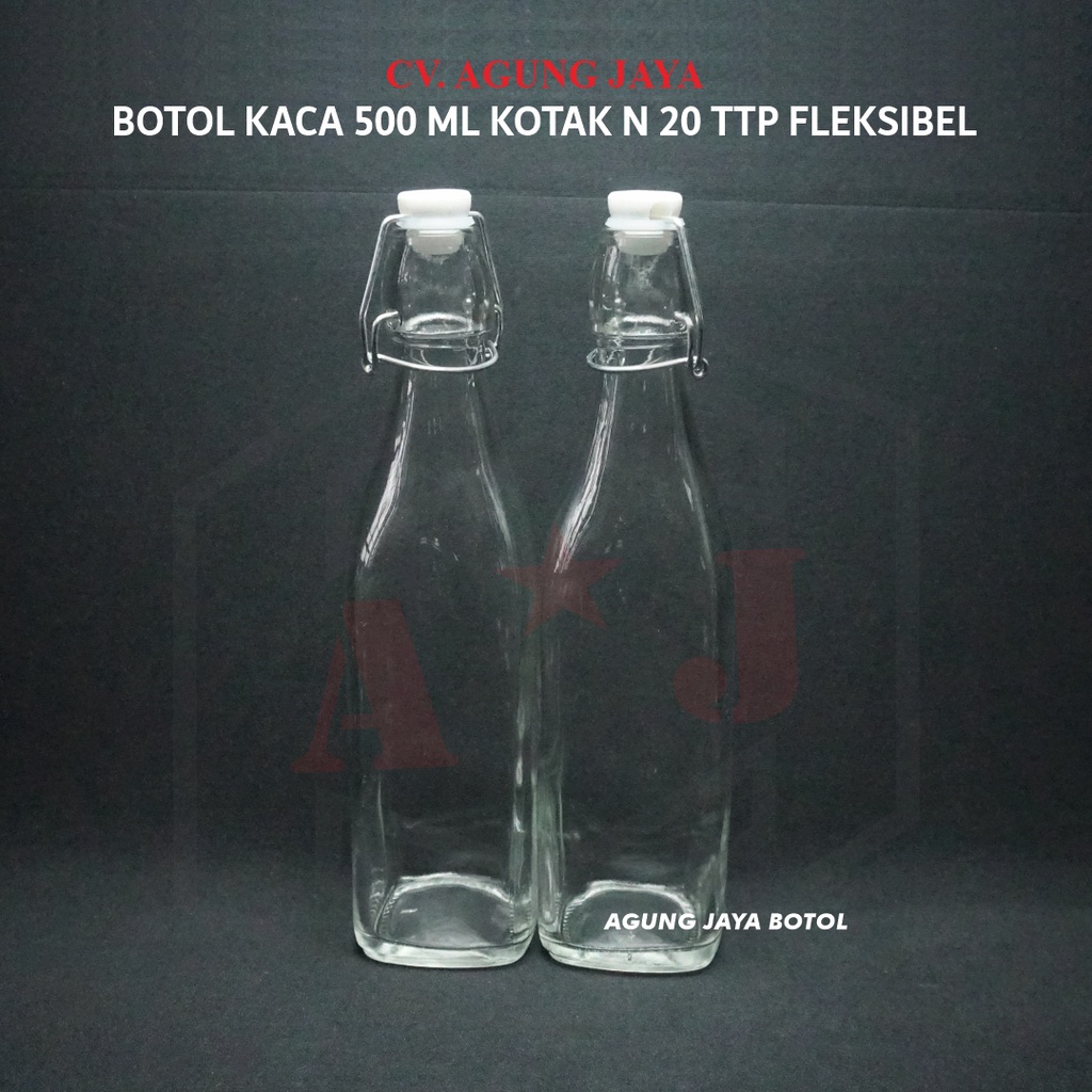 Jual Botol Kaca 500 ml Kotak Tutup Fleksibel | Shopee Indonesia