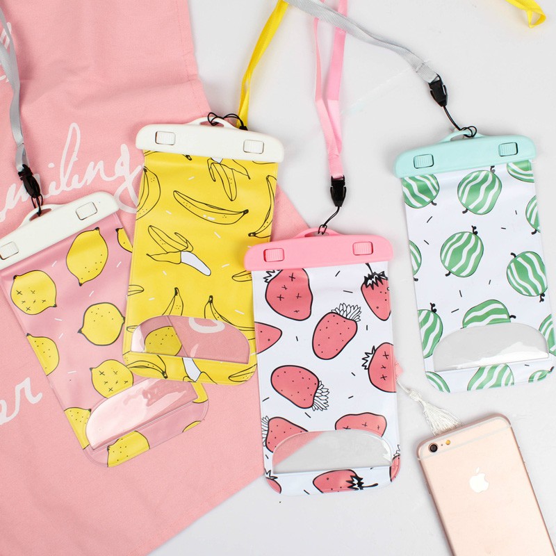Jual Fruit Pattern Plastic Handphone Pouch / Pouch Tempat HP | Shopee ...