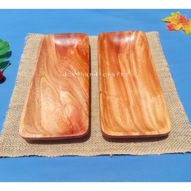 Jual piring saji/piring kayu sushi/saji/piring persegi 10×25cm kayu ...