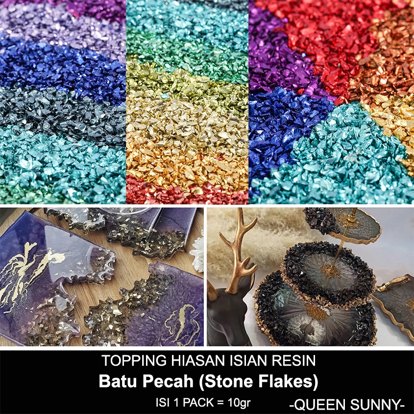 Jual Topping Batu Pecah Kaca Stone Flakes Isian Resin Filler Bahan ...