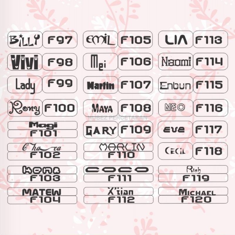 Jual sticker nama tipe font (cutting sticker) | Shopee Indonesia