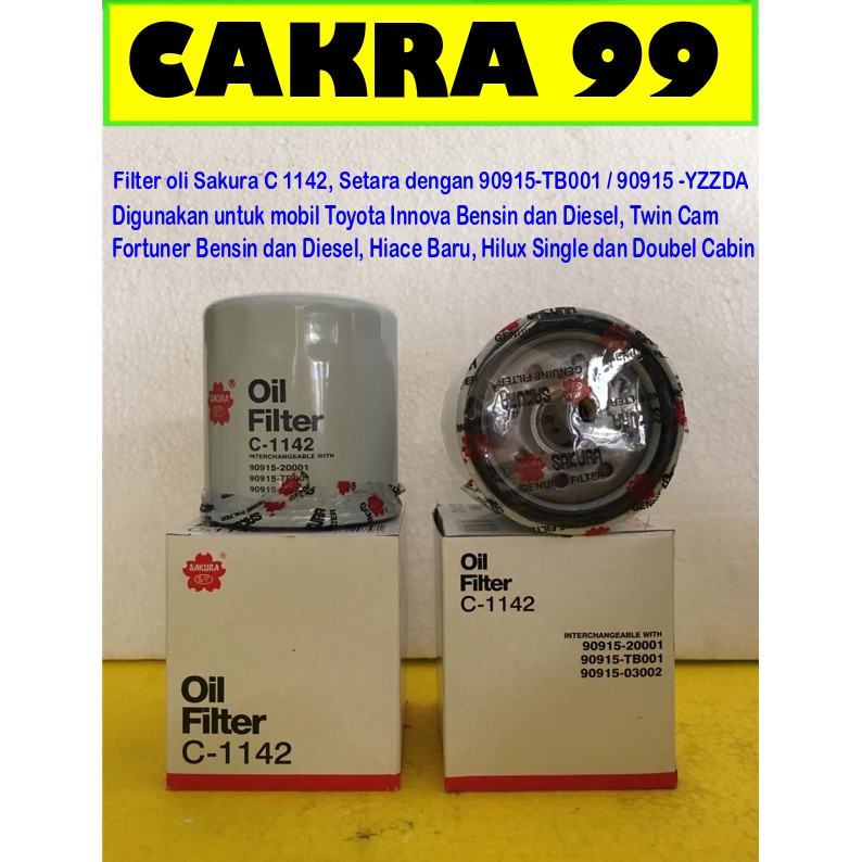 Jual Filter Oli mesin SAKURA C-1142 untuk Toyota Twin Cam Innova ...