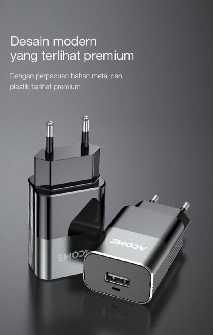 Jual ACOME Charger Original 3A QC3.0 Fast Charging Micro USB Type-C ...