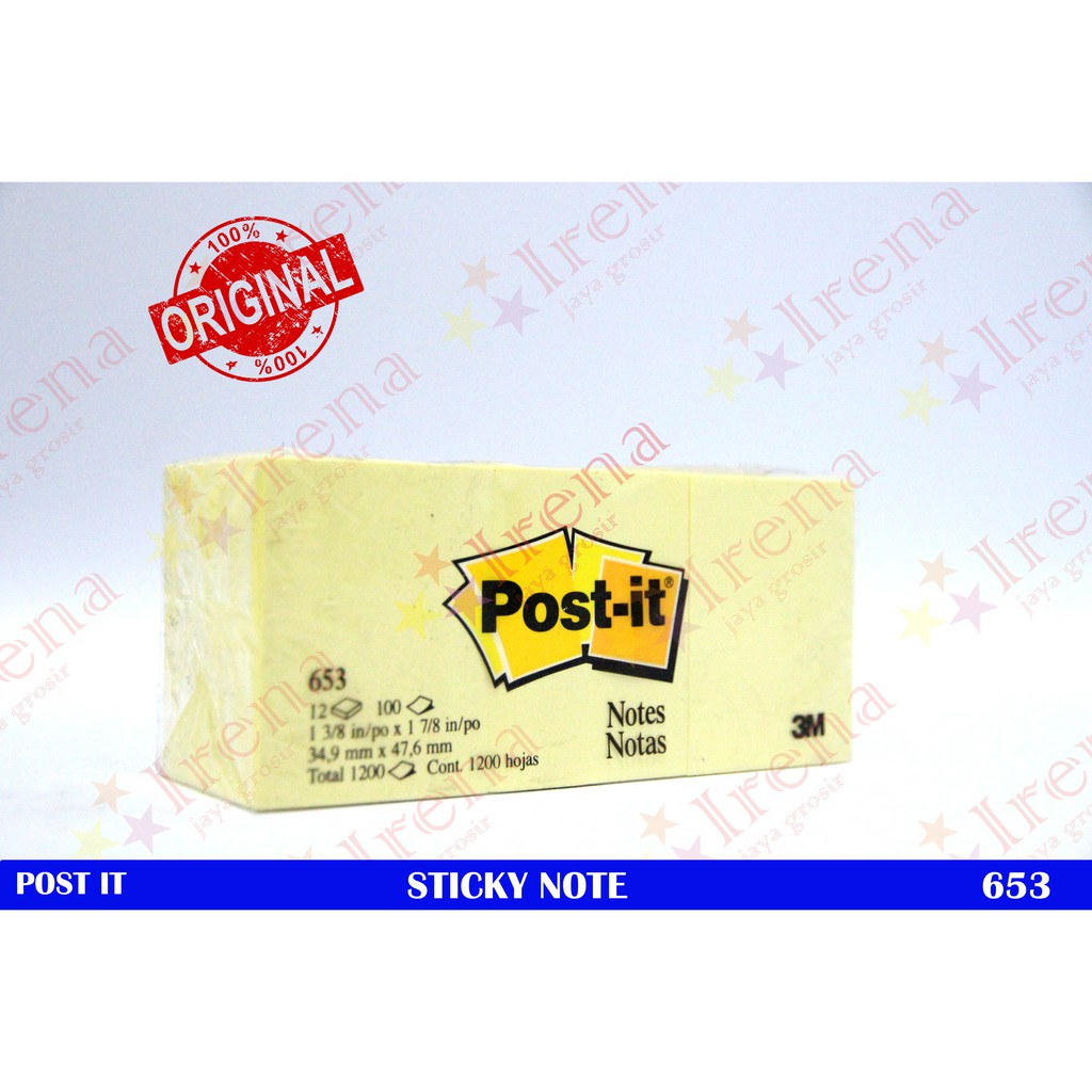Jual 3M POST-IT 653 NOTES STICKY NOTE KERTAS MEMO 12PC MURAH | Shopee ...