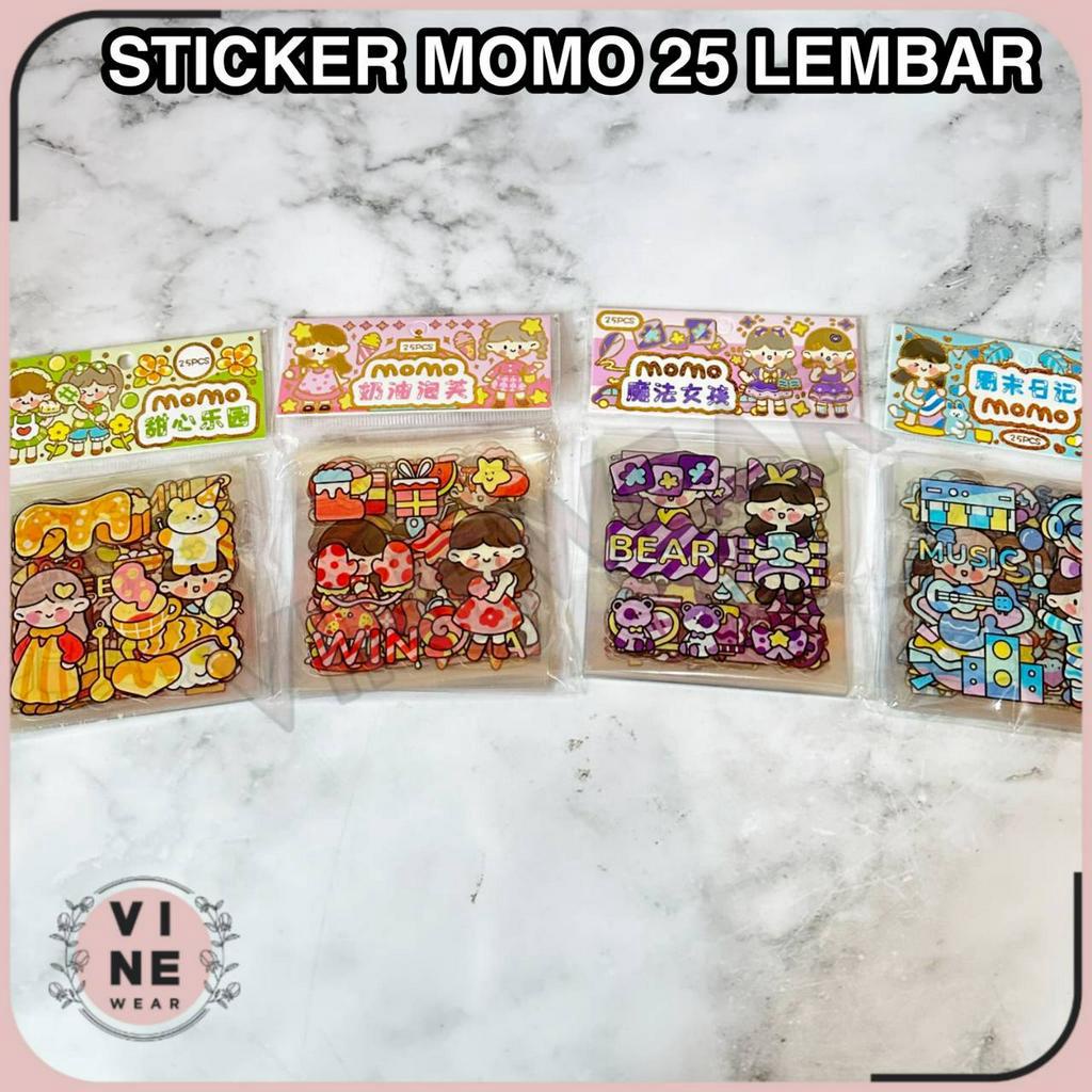 Jual Stiker 2D 25 Lembar Sticker Momo Mini Kartun Korea Lucu Anti Air ...