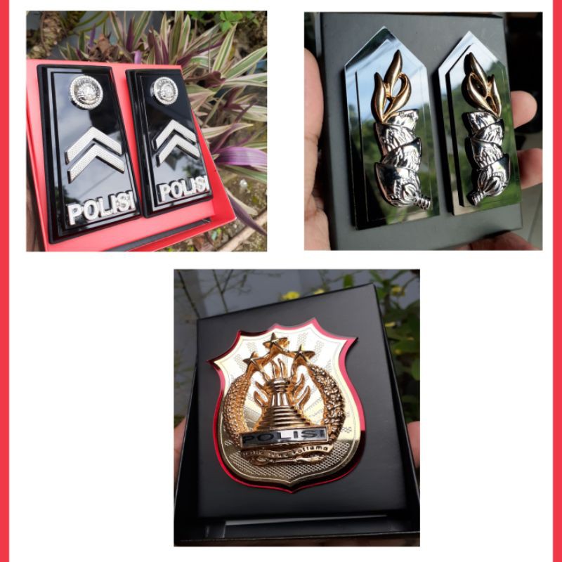 Jual pangkat polisi set briptu monogram kewenangan full mika | Shopee ...