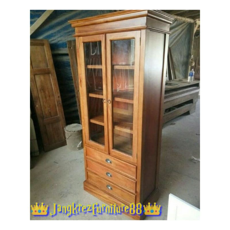 Jual LEMARI BUKU JATI MINIMALIS.RAK BUKU | Shopee Indonesia