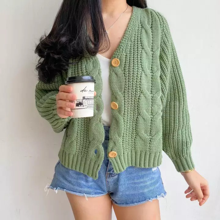 Jual Cable Cardigan Rajut Wanita Oversize | Cardigan Import Wanita ...