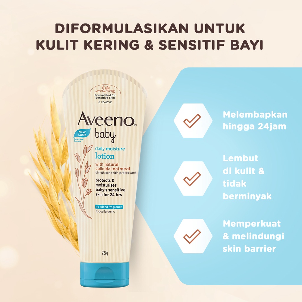 Jual Aveeno Baby Daily Moisture Lotion| Lotion Pelembap Bayi untuk Kulit Normal & Kering | 227g ...