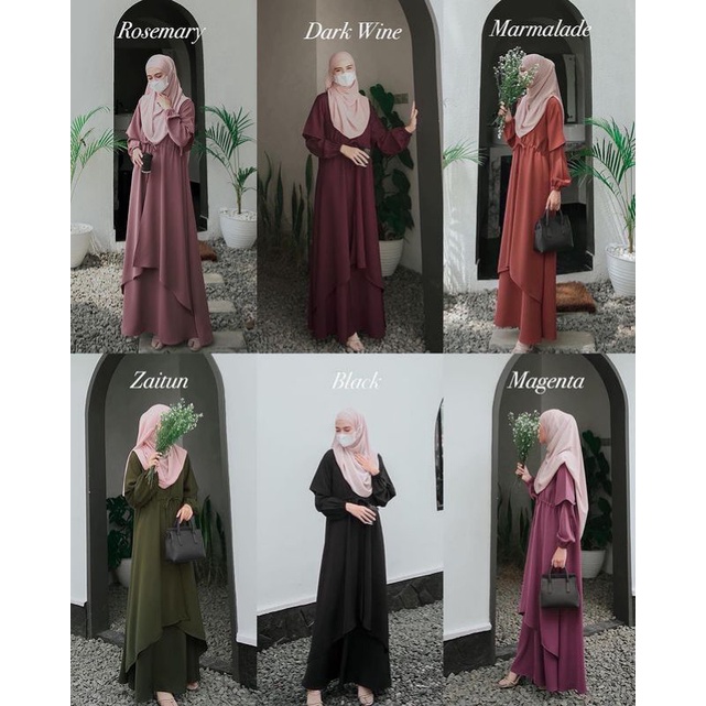 Jual READY STOCK RAINA Dress By Azmiza (Sahara Platinum) | Shopee Indonesia