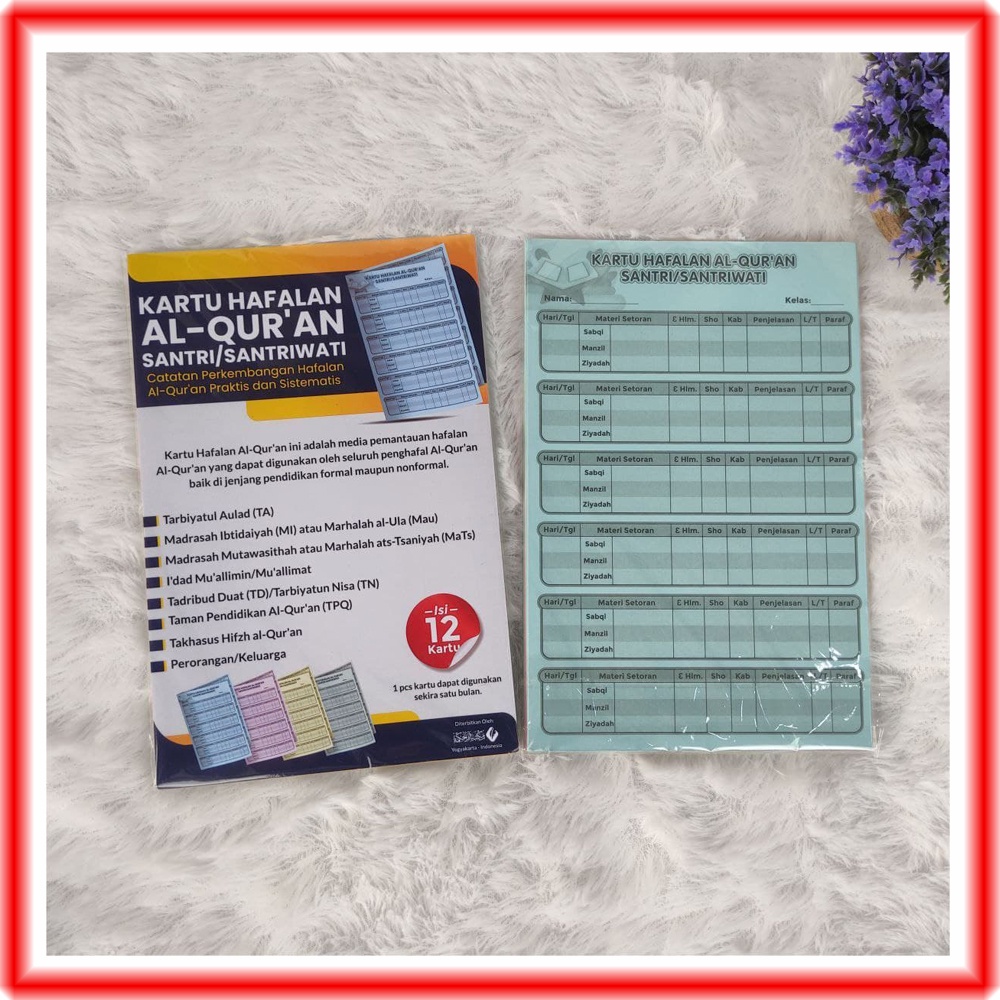 Jual Kartu Setoran Hafalan Al Quran Santri Pantau Tahfidz | Shopee ...