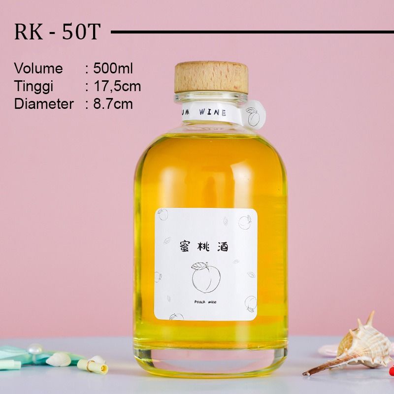 Jual Botol kaca sake japanese style tutup cork kayu - 350ml - 500ml ...