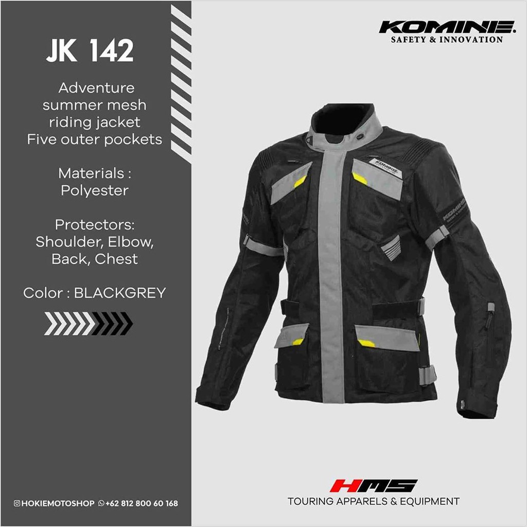 Jual Jaket touring Komine JK-142 Protect Adventure Mesh Jacket | Black grey | Shopee Indonesia