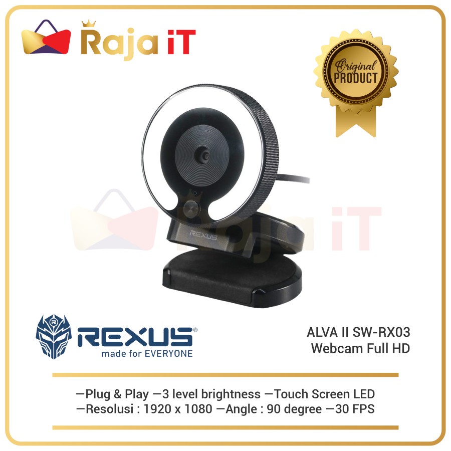Jual REXUS Webcam ALVA II SW-RX03 Webcam Full HD 1080 Alva 2 Ring Light | Shopee Indonesia