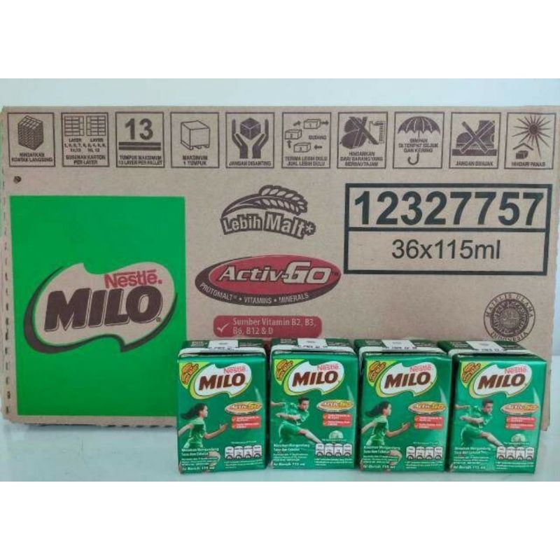 Jual Milo Activ-Go Cokelat UHT 110ml Kartonan isi 36 | Shopee Indonesia