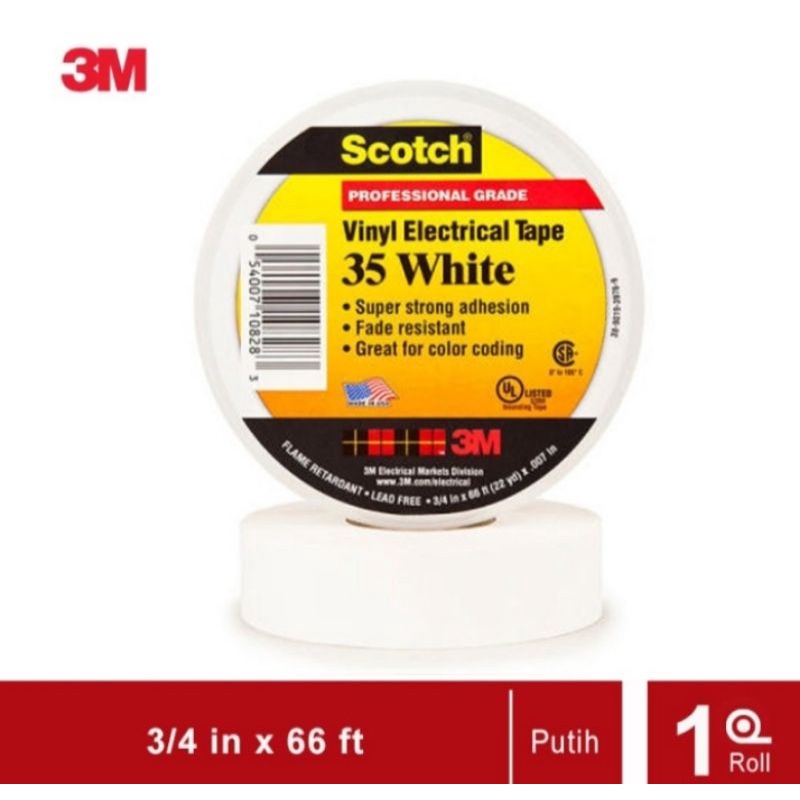 Jual Selotip Listrik 3M Scotch 35 White isolasi Listrik Vinyl ...