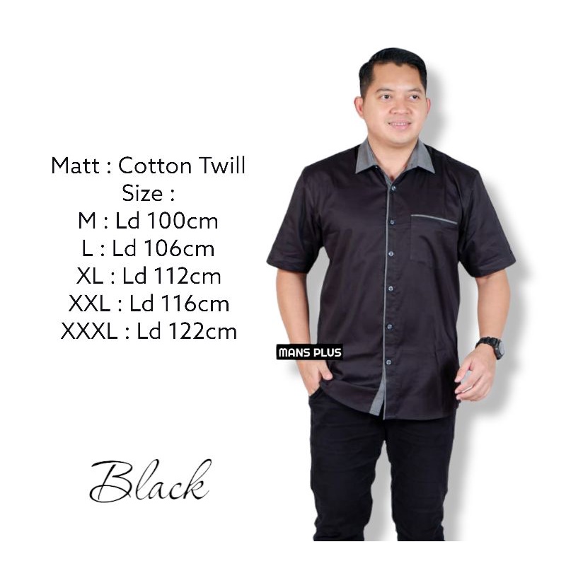 Jual Kemeja pria polos kombinasi hitam lengan pendek M L XL XXL XXXL z8 ...