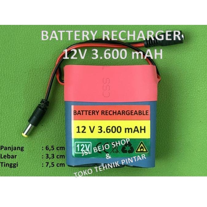 Jual Baterai 12 V Rechargeable Battery 3.600 Mah | Shopee Indonesia