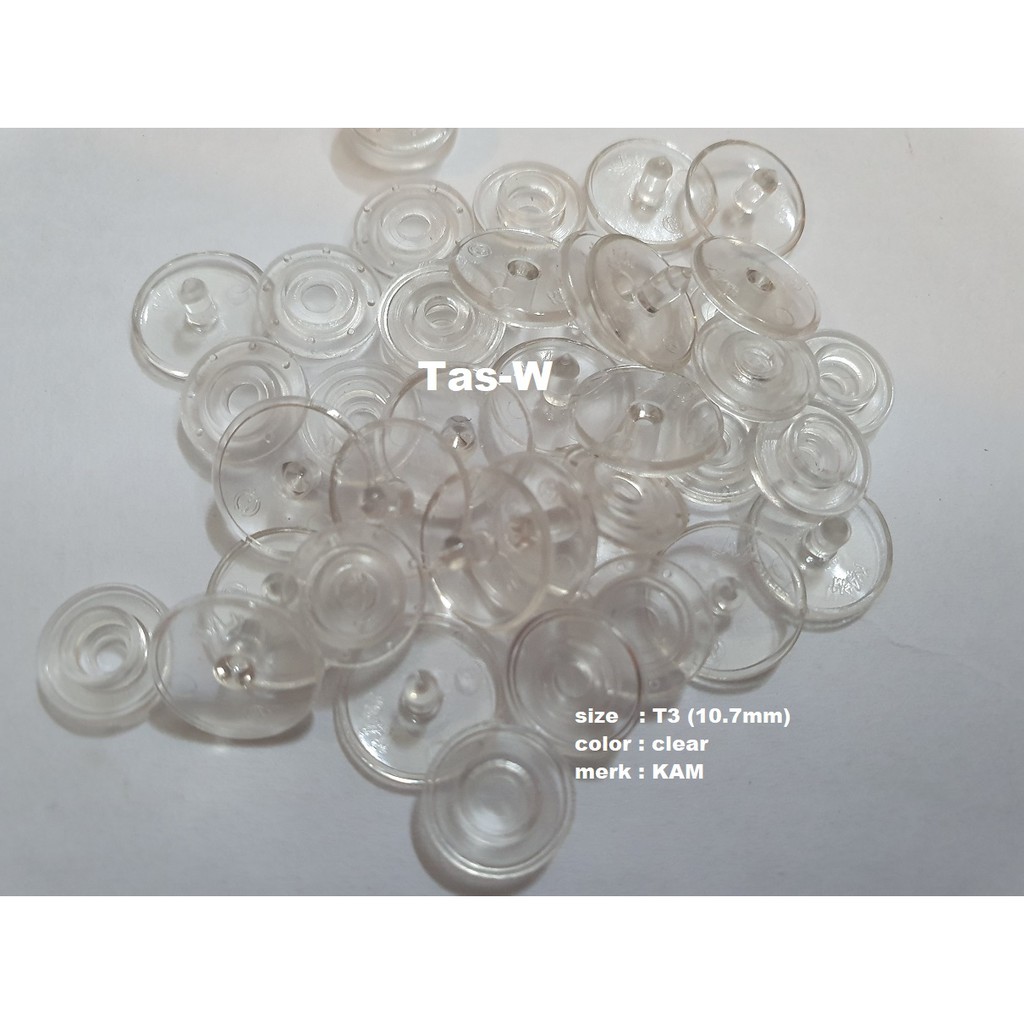 Jual Plastik snap button/kancing jepret plastik KAM bening ukuran T3 ...