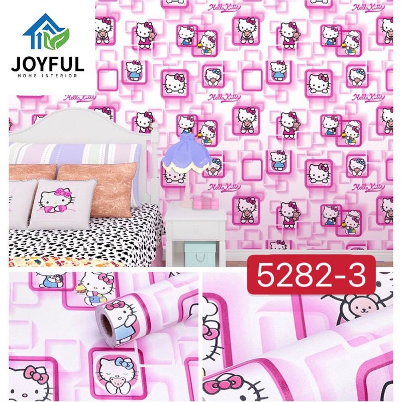 Jual wallpaper dinding karakter hello Kitty kotak pink 10x45cm | Shopee Indonesia
