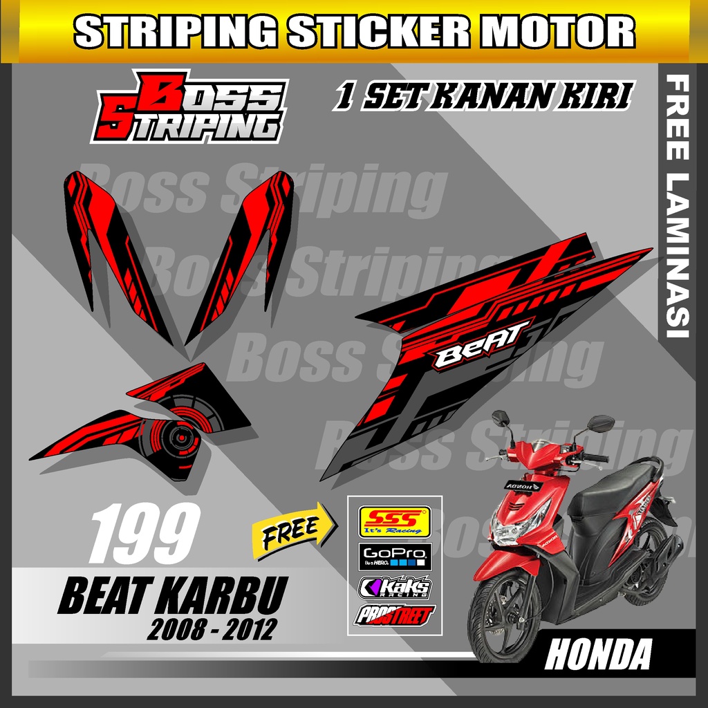 Jual Striping stiker motor Beat Karbu 2008 - 2012 kode M199 sticker ...