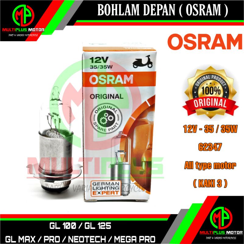 Jual Bohlam Bolam Bulb lampu depan halogen helogen OSRAM 62347 motor GL 100,GL 125,GL PRO,GL MAX ...