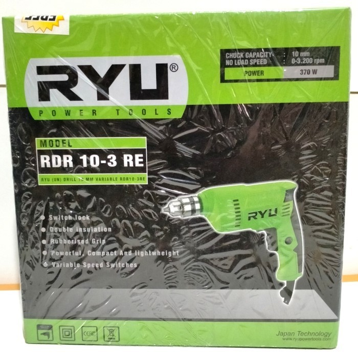 Jual RYU BOR LISTRIK 10MM RDR 10-3RE/MESIN BOR TANGAN 10MM/POWER TOOL ...
