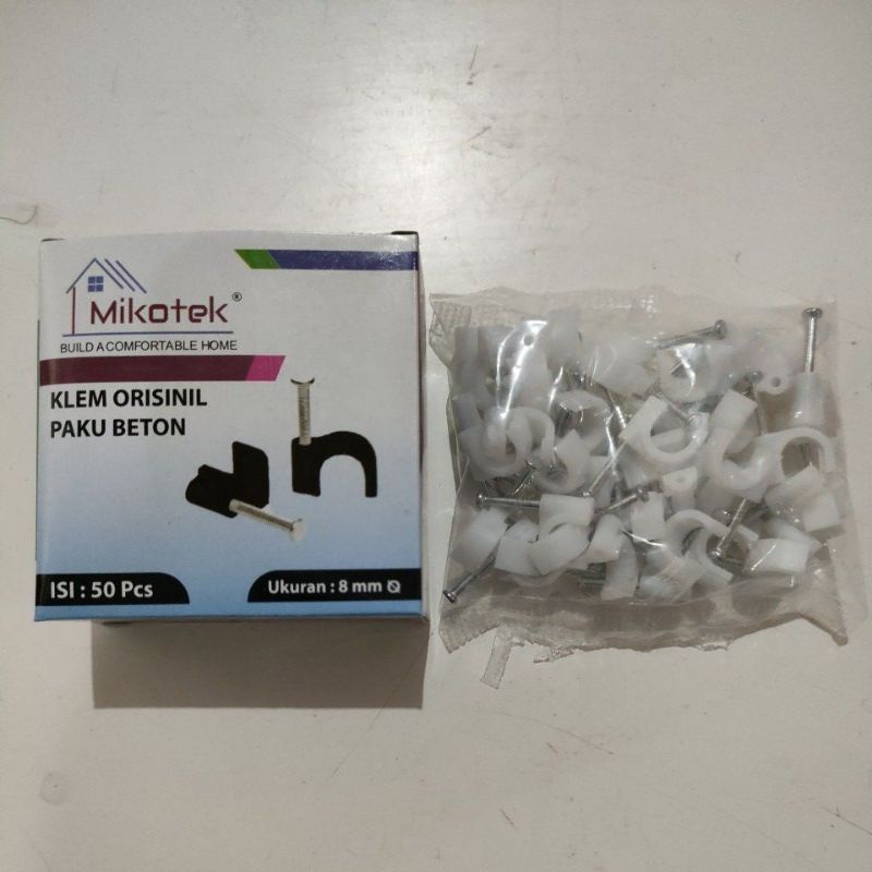 Jual 1 Kotak Klem kabel 8 mm paku beton isi 50 biji klem no 8 klem ...